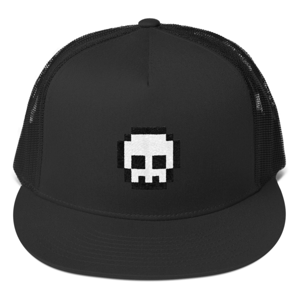 Pixel Skull Trucker Hat | Retro Gamer Hat | 8-Bit Hats | Critical Hat